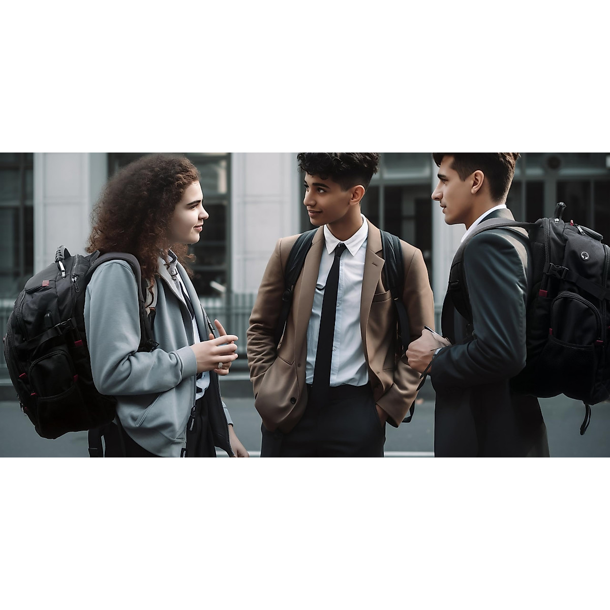 OPACK Travel Laptop Backpack 17.3" Computer Backpack Water-Repellent College Daypack Business Backpack with Large RFID Pockets & USB Port safety reflective strip for Men Women