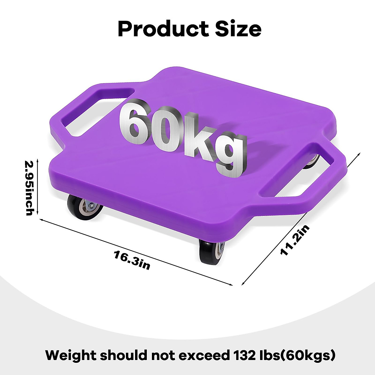 Kids Sitting Scooter Board with Universal Wheels Safety Plastic Scooter for Kids Ages 6-12 Manual Sport Scooters with Handles for Gym Class(Pueple)