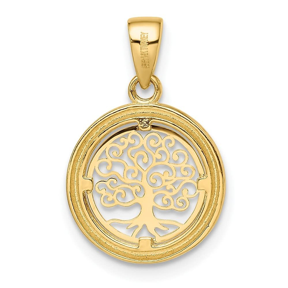 Auriga Fine Jewelry 14k Yellow Gold Tree of Life Circle Pendant, for Women (L-14mm, W-14mm)