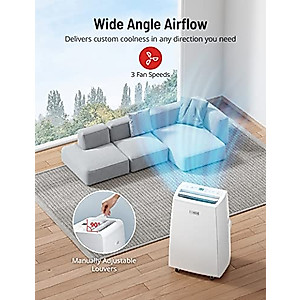 Portable Air Conditioner, Paris Rhône 10000 BTU 3-in-1 Portable Ac Air Conditioner, Fan, Dehumidifier with 3 Fan Speeds, 24H Timer, Remote, Air Conditioner Portable for Room up to 350 Sq. ft