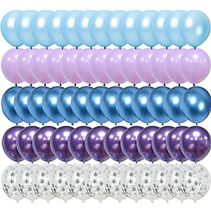 Frozen Balloons 12 Inch Purple Blue White Balloons for Girls Frozen Theme Party Supplies Ice Snow Theme Birthday Baby Shower Winter Party Decorations