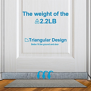 QUOLIX Triangle Under-Door Draft Stopper, 32" Noise Blocker, Weighted Weather Stripping, Gray Cotton & Polyester, Multi-Function Noise & Light Blocker,Gray