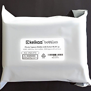 kelkaa 4oz HDPE Durable Plastic Squeeze Bottles with Yorker Red Cap Natural Clear Bottles for Food, Crafts, Any DIY Liquid Products, Multi Purpose Refillable Bottles (Pack of 10)