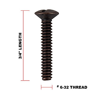Henne Bery 3/4" Long 6-32 Thread, Oval Head Milled Slot Replacement Wall Plate Screws, 30 Pack, Bronze