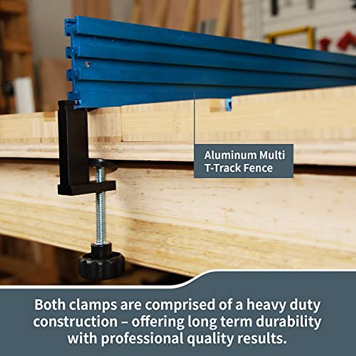 POWERTEC 71439 T-Track Clamp Vice | Hold Down Clamps for T-Tracks Accepting 5/16” or Larger hex head Bolts – 2 Pack