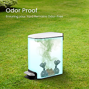 Cesun Bathroom Trash Can with Lid, 1.6 Gallon Small Metal Garbage Can with Foot Pedal, Slim Waste Basket for Bathroom, Office, Bedroom, Laundry, White