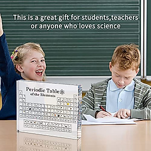 Periodic Table Real Elements Inside,Clear Acrylic Periodic Table with Elements Samples,3D Periodic Table Display with Elements,Gift for Teacher, Student, Kids(M)