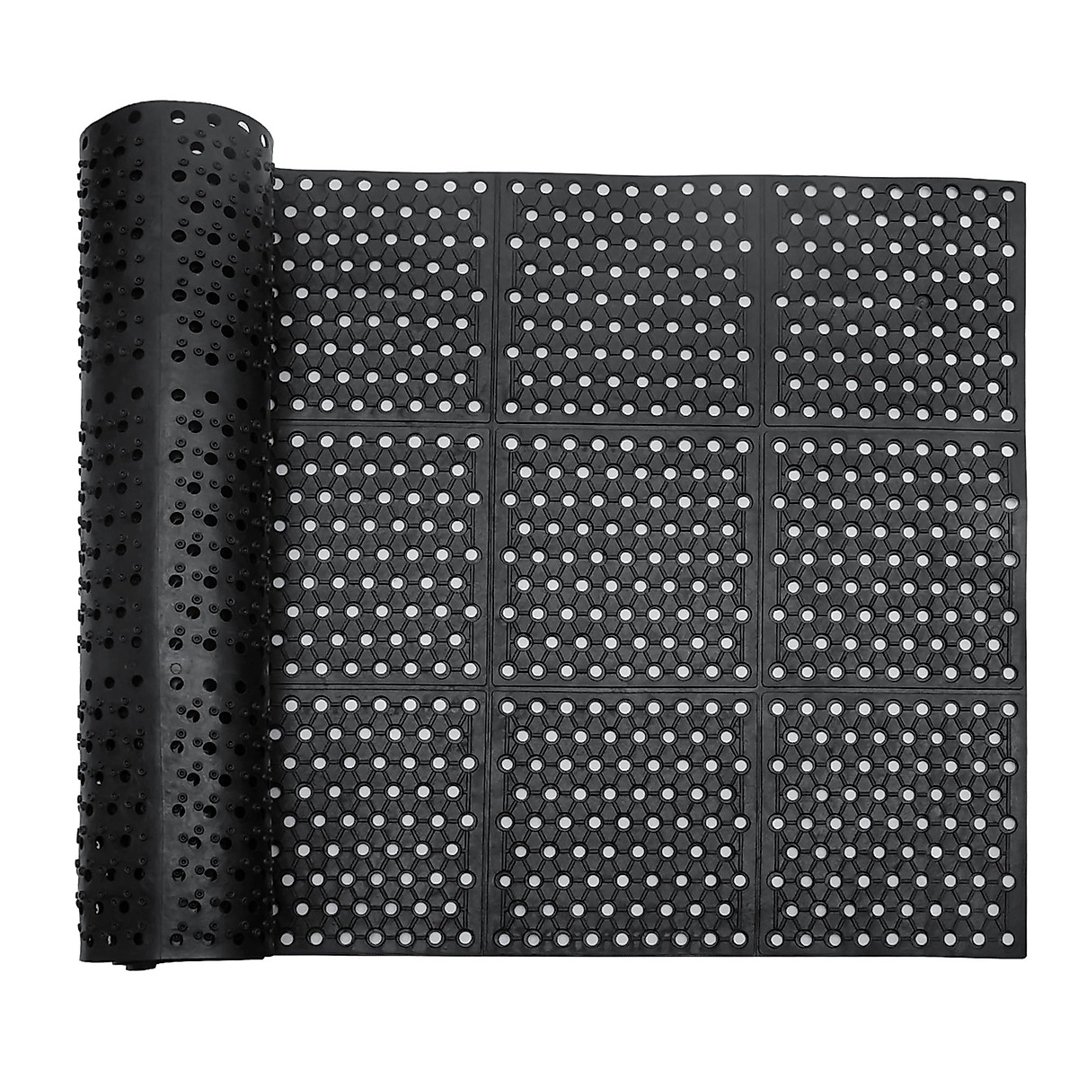 uyoyous Rubber Floor Mat with Drainage Holes 83"x35" Commercial Grade Grease Resistant Anti-Fatigue Rubber Floor Mat with Non-Slip Backing Heavy Duty Floor Mat for Industrial Kitchen