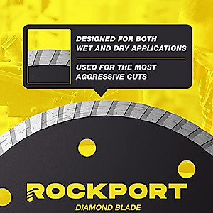 ROCKPORT Turbo 4 1/2 Diamond Blade for Angle Grinder Set - (3 Pack) Diamond Saw Blade & Grinder Blade for Dry/Wet Tile, Diamond Cutting Wheel for Stone, Granite, Concrete, 5/8" - 7/8" Arbor Tile Blade