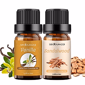 Sedbuwza Vanilla Oil Bundle with Sandalwood Essential Oil Set, 100% Pure Organic Fragrance Oil for Diffuser, Humidifier, Soap, Candle, Perfume