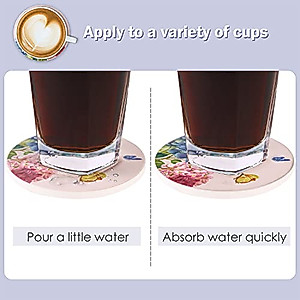 Newsparkle Hydrangeas Coasters,Flower Coasters,Floral Coasters Absorbent, Set of 6 Ceramic Cock Coasters,4 Inch