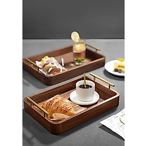 Generic Round Black Walnut Wood Serving Tray, Medium+Large