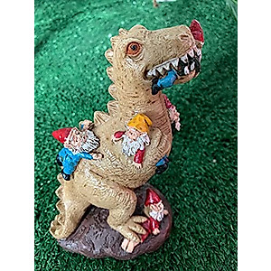 Dinosaur Eating Gnomes Garden Art Decor Outdoor Statue Art Decoration for Lawn Yard Housewarming Garden Gift