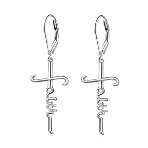 925 Sterling Silver Infinity Love of God Simple Dainty Religious Faith Cross Dangle Fishhook Earrings for Women Christian Easter Jewelry