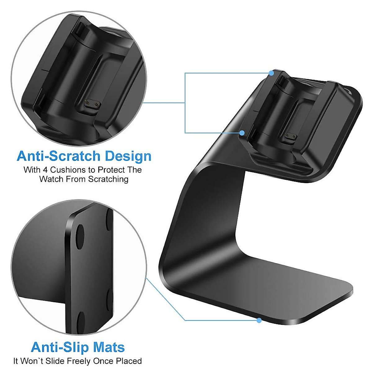 CAVN Charger Dock Compatible with Fitbit Charge 4 / Charge 4 SE (Not for Charge 3), Aluminum Charger Dock Replacement Charging Stand Station Cradle Base with USB Cable for Charge 4 Smart Watch (Black)