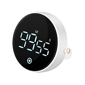 Digital Kitchen Timer, Visual Timer, Magnetic Countdown Countup Timer with Large LED Display, Digital Timer, Handy for Cooking, Exercising, Teaching, Easy for Children and Elderly (White)