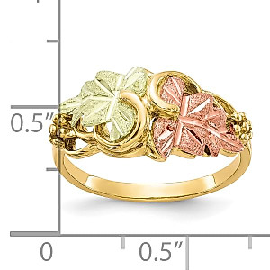 10K Tri Color Black Hills Gold Flower Ring Size 7