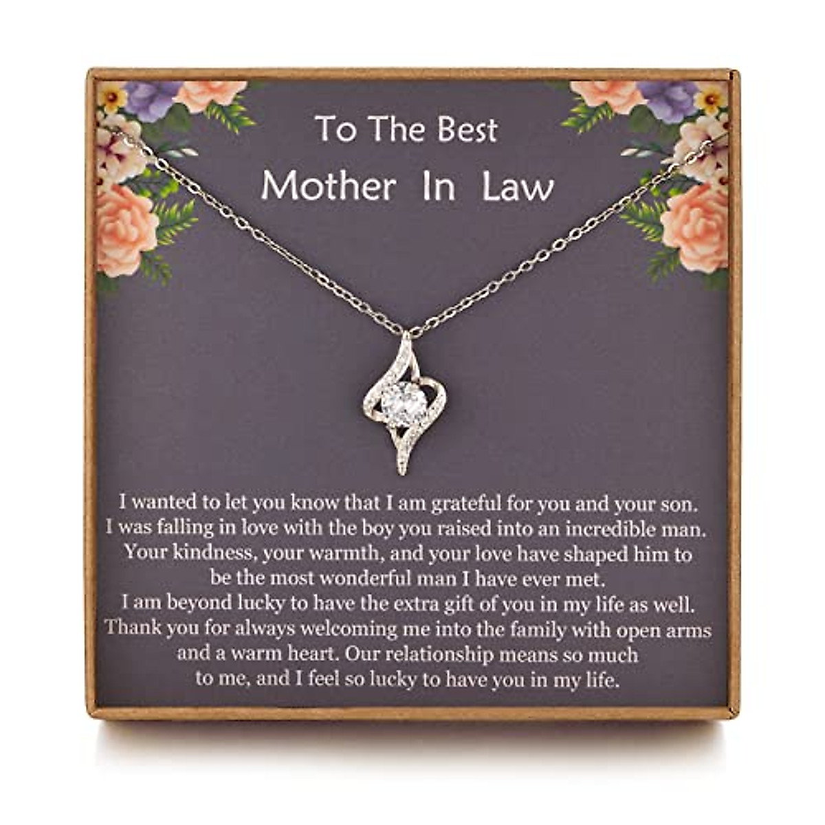 NOURISHLOV Mother in Law Gifts from Daughter in Law - Mother In Law Gifts, Sterling Silver Cubic Zirconia Pendant, Mom Gifts, Mother's Day Gift, Christmas/Wedding Jewelry