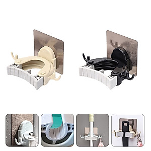 2pcs Hook up Wall Mounted Mop Holder Broom Organizer Wall-mounted Mop Holder Mop Hanger Broom Hook Mop Organizer Punch- Mop Hook Broom Holder Mop Clip Broom Hanger