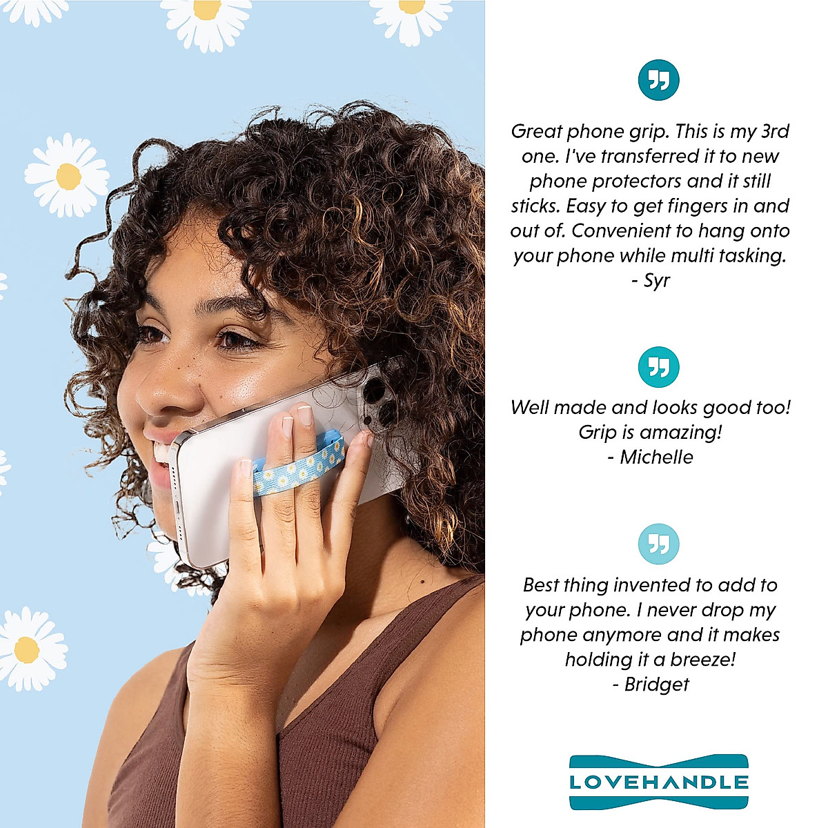 LOVEHANDLE Universal Phone Grip for Most Smartphones, Mini Tablets and Cases, Cherry Blossom Design Elastic Strap with White Base, lh-01-cherryblossom