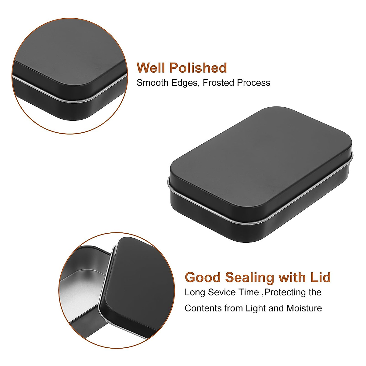 uxcell Metal Tin Box Containers, 8Pcs 3.7x2.4x0.9 Inch Black Rectangular Metal Hinged Tin Box Mini Portable Storage Container Kit with Lid for Home Storage