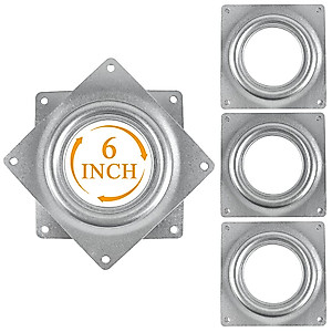 seewavom 6 inch Lazy Suans Hardware, 4 Pack Square Lazy Suan Hardware Turntable Bearings Rotating Bearing Plate Furniture Hardware for Kitchen Storage Racks Craft Table