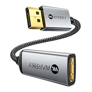 Warrky 4K DisplayPort to HDMI Adapter,【Metal Case, Gold-Plated Pins】 Uni-Directional Display Port (DP) to HDMI Monitor Converter 1080P@120Hz Compatible for HP, AMD, NVIDIA. Male to Female. Passive