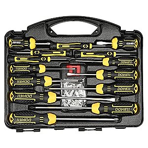 DOWELL Magnetic Screwdriver Set 16-Piece Slotted/Flat Phillips Precision Screwdriver Non-Slip Cushion Grip Magnetizer Repair Tool Kit for Repair Home Improvement Craft (16PC) HY090103