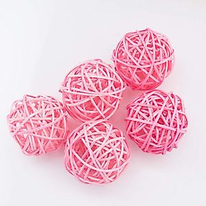 HaiMay 45 Pieces Wicker Rattan Balls Decorative for Vase Fillers,Bird Toys,Garden,Party,Wedding,Table Decoration,1.8 Inch(Pink)