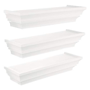 kieragrace Madison Contoured Floating Wall Shelf - White, 16", Set of 3