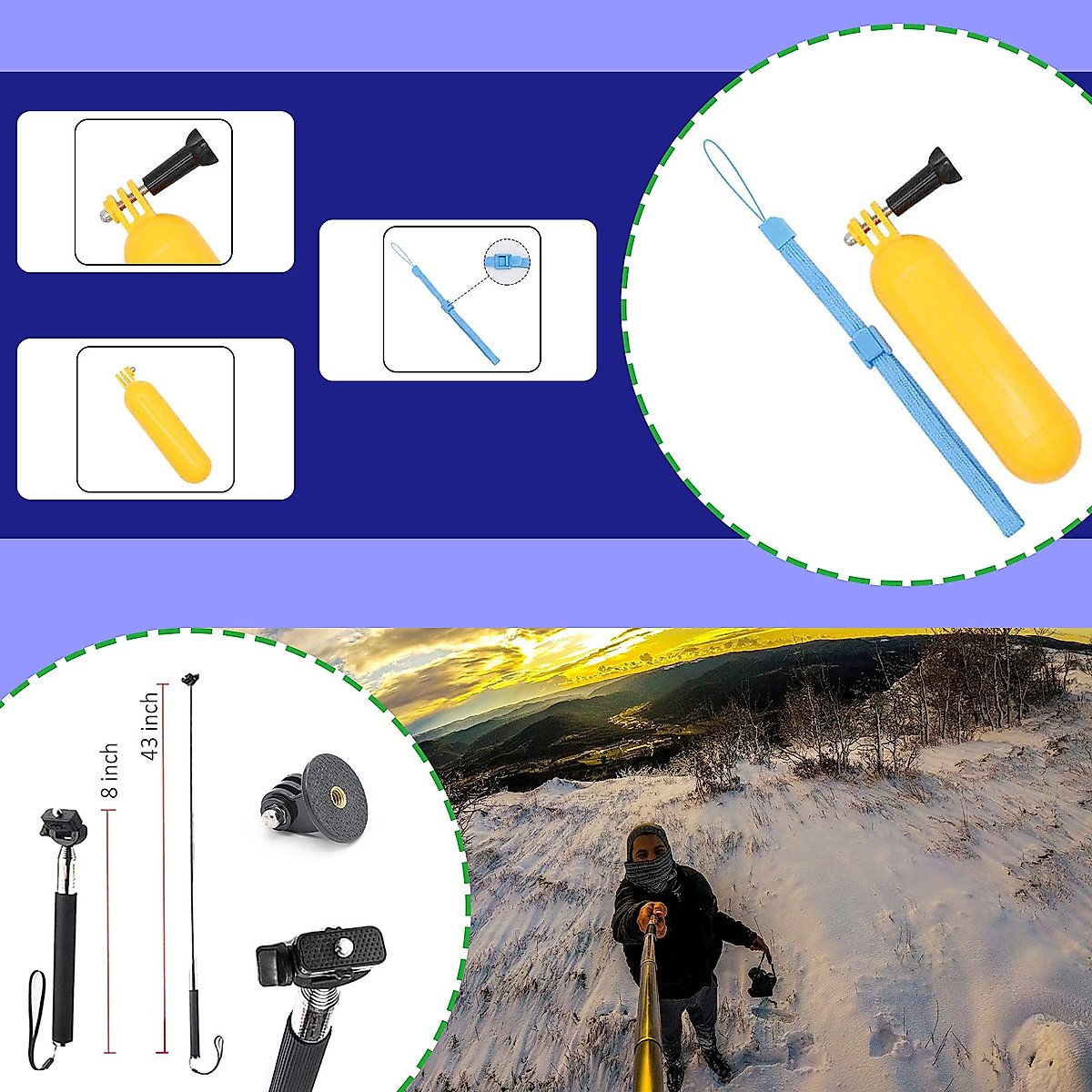 44 in 1 Action Camera Accessory Combo Kit -Compatible with Insta360 One X3,X2，One R, X，for Gopro Here 10,11