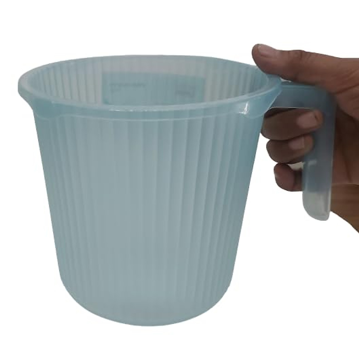 ADHAATA Homely Bathing Mug Certified Bath Water Mug Capacity 1.5Litre Ribbed Design BPA Free Camping Mug Dabba Bathroom Mug Cup - Assorted Colors