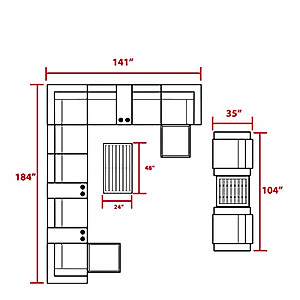 TK Classics Barbados 17 Piece Wicker Outdoor Sectional Seating Group with Storage Coffee Table and Club Chairs, Grey