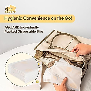 AGUARD Disposable Baby Bibs with Crumb Catcher - Individually Packaged for Easy Travel, Perfect for Boys & Girls 20PCS