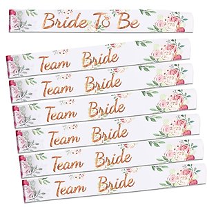 DPKOW Floral Bachelorette Sashes for Bachelorette Party, 1 Bride to Be Sash+6 Team Bride Sashes for Party Accessories Bachelorette Party Photo Props Favors for Bridal Shower Wedding Party Accessories