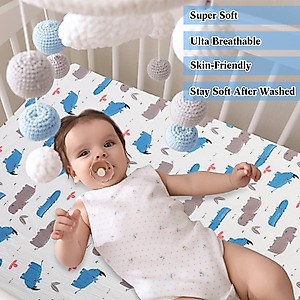 Preboun 4 Pieces Muslin Crib Sheets for Boys Girl, Fitted Baby Toddler Bed Sheets 28'' x 52'', Neutral Muslin Cotton Crib Mattress Sheet, Soft and Breathable Comfort Baby Sheets (Dinosaur, Crocodile)