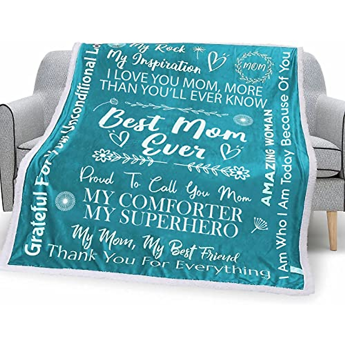 Luxe Extreme Mom Blanket, for Mom, Birthday Gifts for Mom from Daughter or Son, Best Mom Ever Gift Blanket, Mom Gifts for Mother's Day, I Love You Mom Unique Birthday Gift