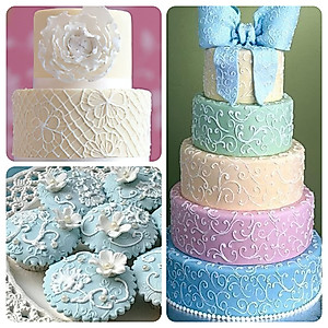 Ocmoiy 6 Pack Fondant Impression Mat, Fondant Mold Set, Embossed Retro Baroque/Paisley/Rose/Diamond/Lace Vine/Floral Vine Pattern Texture Mold for Chocolate Fondant Wedding Cake Decoration