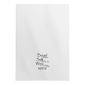Bread Salt Wine Housewarming Gift for Women Wonderful Life Quote with Custom Text Personalized Kitchen Tea Towel White
