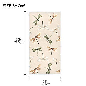 MOYYO Colorful Dragonfly Hand Towels Soft Highly Absorbent Large Bathroom Towels 15 x 30inch Fingertip Towels Bath Towel Multipurpose for Hand Face Bathroom Gym Hotel Spa