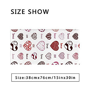 My Little Nest Hand Towels for Bathroom Happy Valentine's Day Heart Sketch Absorbent Small Bath Towel Soft Kitchen Towels Fingertip Towel for Guest and Bar 30 x 15 inch