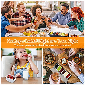 WICHEMI Fruit, Veggie & Condiment Caddy with Lid Dispenser Tray Plastic Garnish Station for Bartending & Serving Taco, Ice Cream, Salad Bar - Topping Organizer for Restaurant Supplies (6 Compartment)