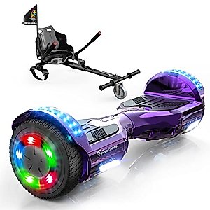 EVERCROSS Hoverboard, Self Balancing Scooter Hoverboard with Seat Attachment, 6.5" Hover Board Scooter with Bluetooth Speaker & LED Lights, Hoverboards Suit for Kids