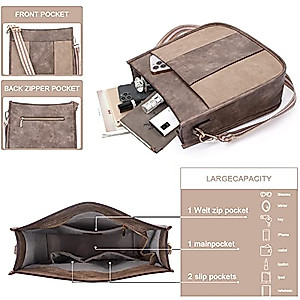 Caitina Crossbody Bag For Women,Vegan Leather Crossbody Hobo Handbag with 2 Adjustable Strap Zipped Pockets Shoulder Bags(Apricot)