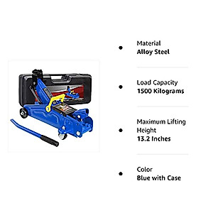 Jack Boss Floor Jack 1.5 Ton (3,300 LBs) Hydraulic Car Jack with Storage Case, Lifting Range from 5.31 Inch to 13.2 Inch, Fits Sedans Automotive