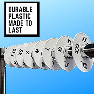 Discount Sizing- Round Clothing Dividers Size Hanger Rack Dividing 36 Pack 6 Each Size (XS-XXL) - Great for Retail, Boutiques, Personal Closet Storage & Organization (White)