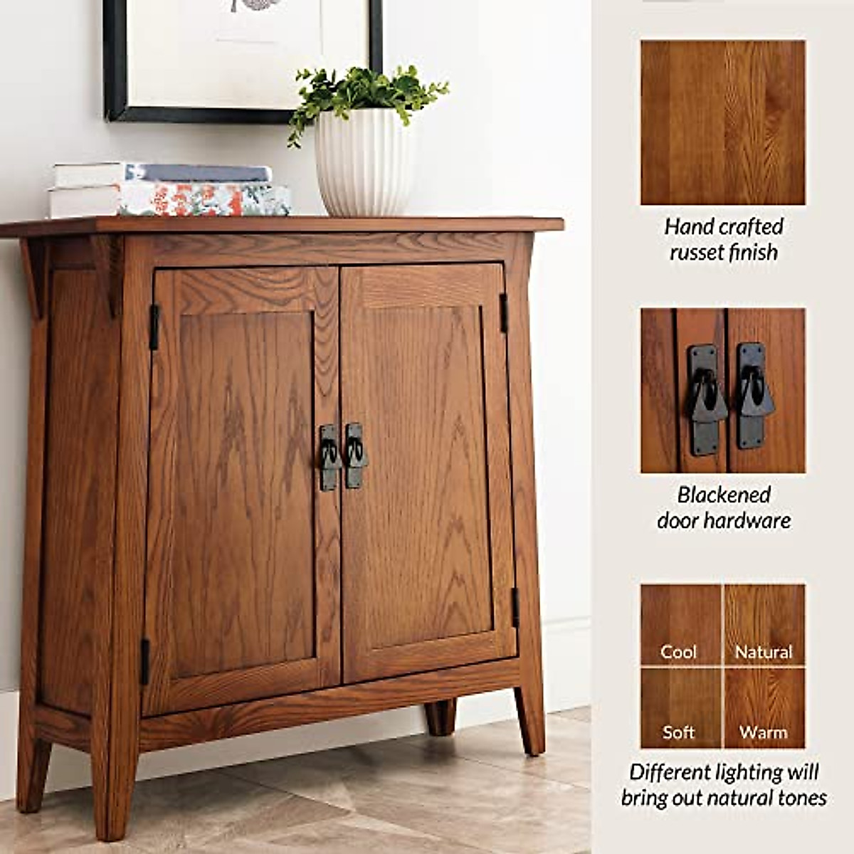 Leick Home 10001-RS Mission Foyer Cabinet Hall Stand, Made with Solid Wood, for Living Rooms, Entryway, Office, Rich Russet Finish