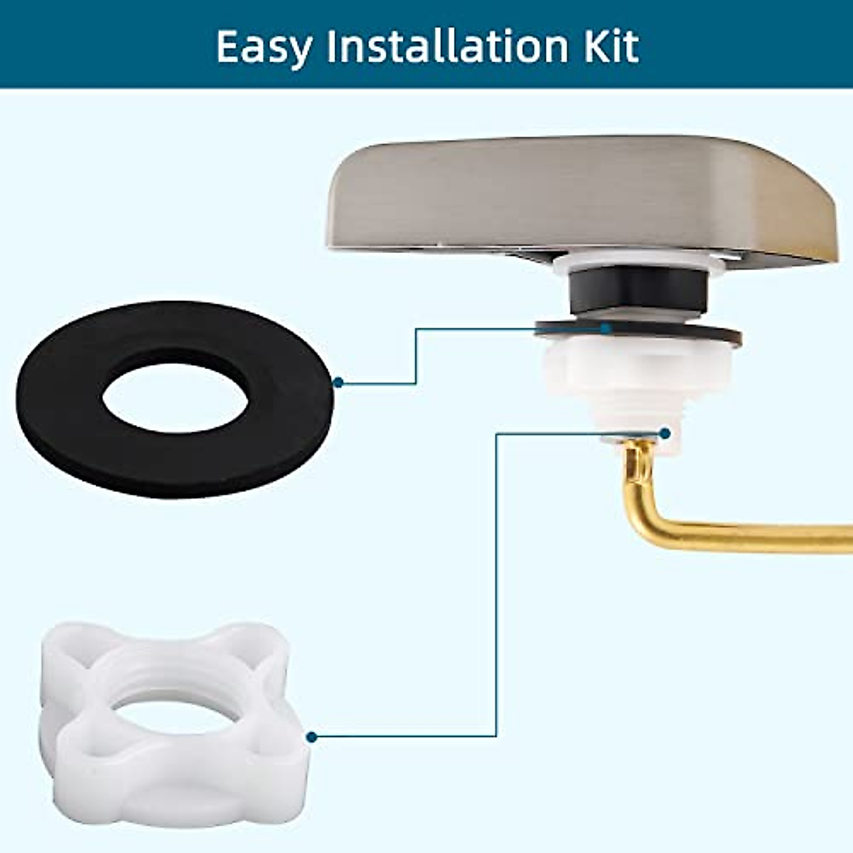 Hygie Rinse Metal Front Mount Toilet Handle Replacement Kit Compatible with Kohler Toilet Tank Parts, Toilet Flush Lever Handle with Flapper Chains, Brushed Nickel