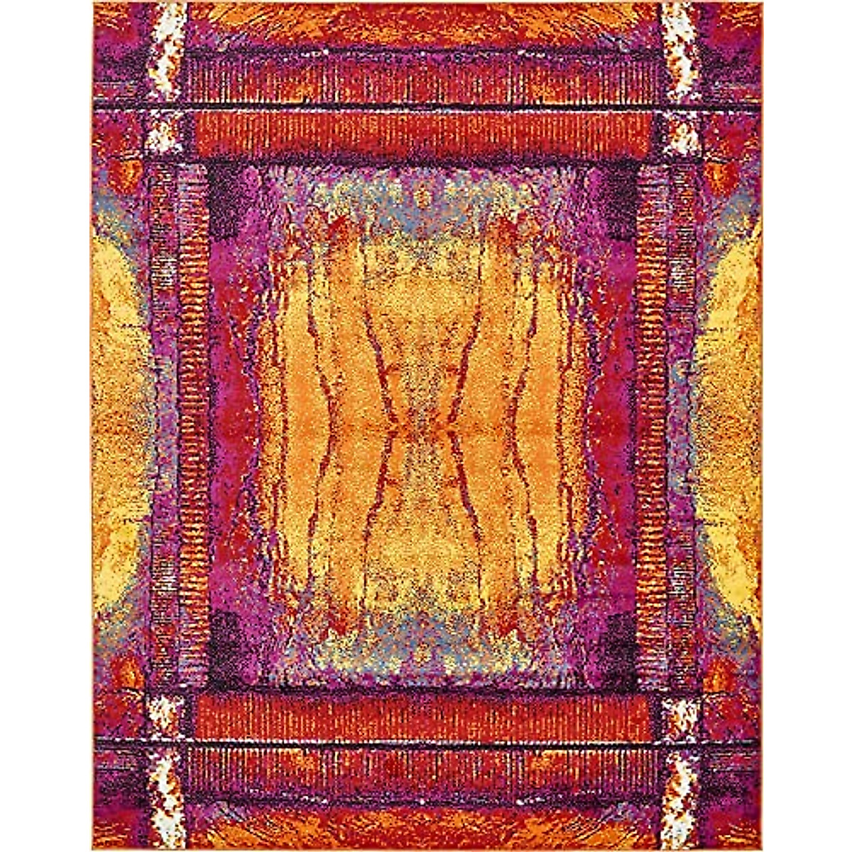 Unique Loom Metro Collection Contemporary Abstract Lantern Area Rug, 8' 0" x 10' 0", Yellow/Red