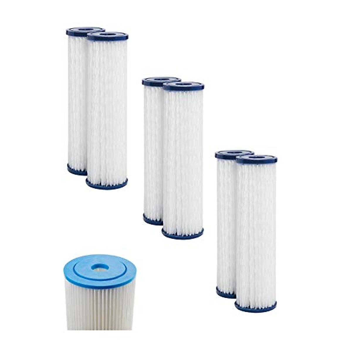 6- Pack Compatible for Whirlpool WHKF-WHPL & GE FXWPC Compatible Pleated Water Filters, 2.5 x 9.75 Inch, 5 Micron, Dirt Sediment Filtration by Complete Filtration Services (CFS)